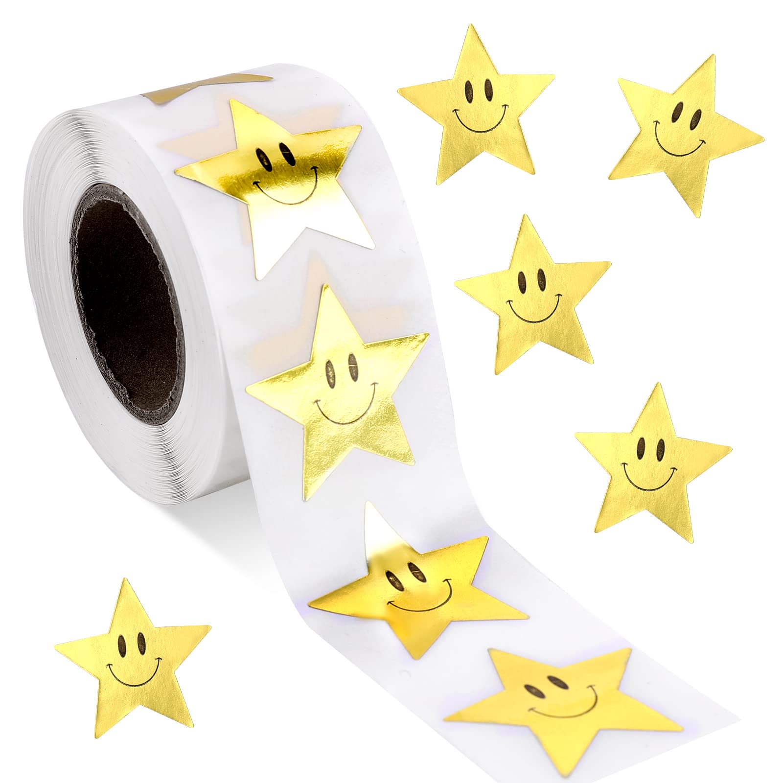 Buy Prasacco 500 Pieces Golden Star Smile Face Stickers, Star Stickers ...