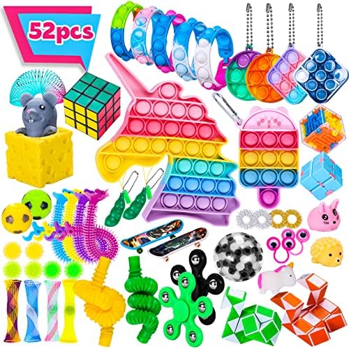 (52PCS) Fidget Toys Pack, Pop Sensory Toy Set for Stress Relief ...