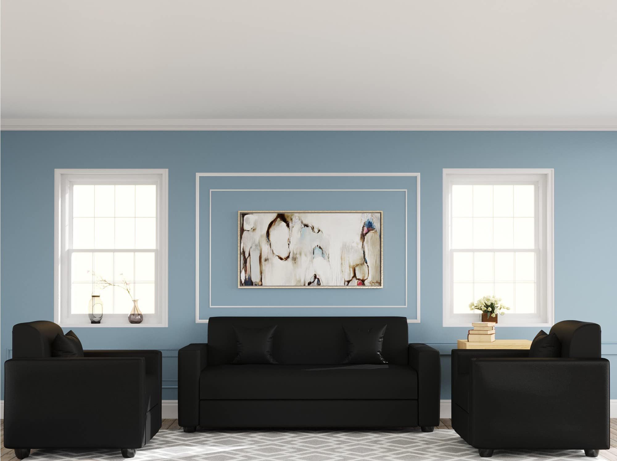 WESTIDO Emporio Leatherette 3 + 1 + 1 Sofa Set (Black, DIY(Do-It-Yourself)) | 1 Year Warranty ...