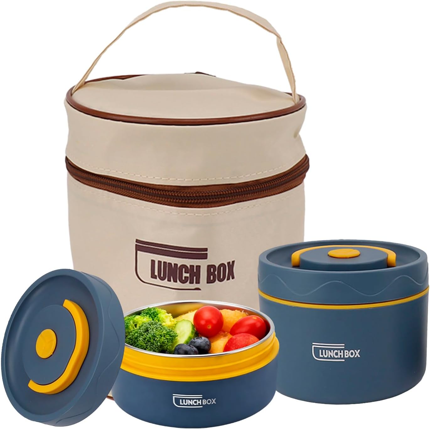 Juego de Contenedores de Almuerzo Aislados, Fiambrera Bento Apilable ...