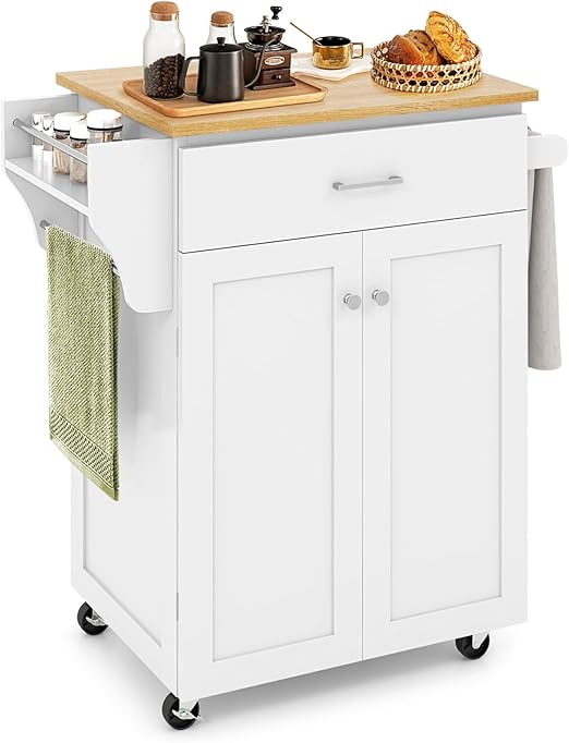Amazon.com: Giantex Rolling Kitchen Island, Kitchen Trolley Cart with ...