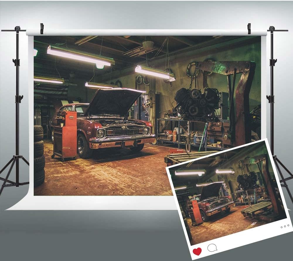 Amazon.com : LUCKBTY Old Garage Backdrops for Photography, 7X5FT, Car ...