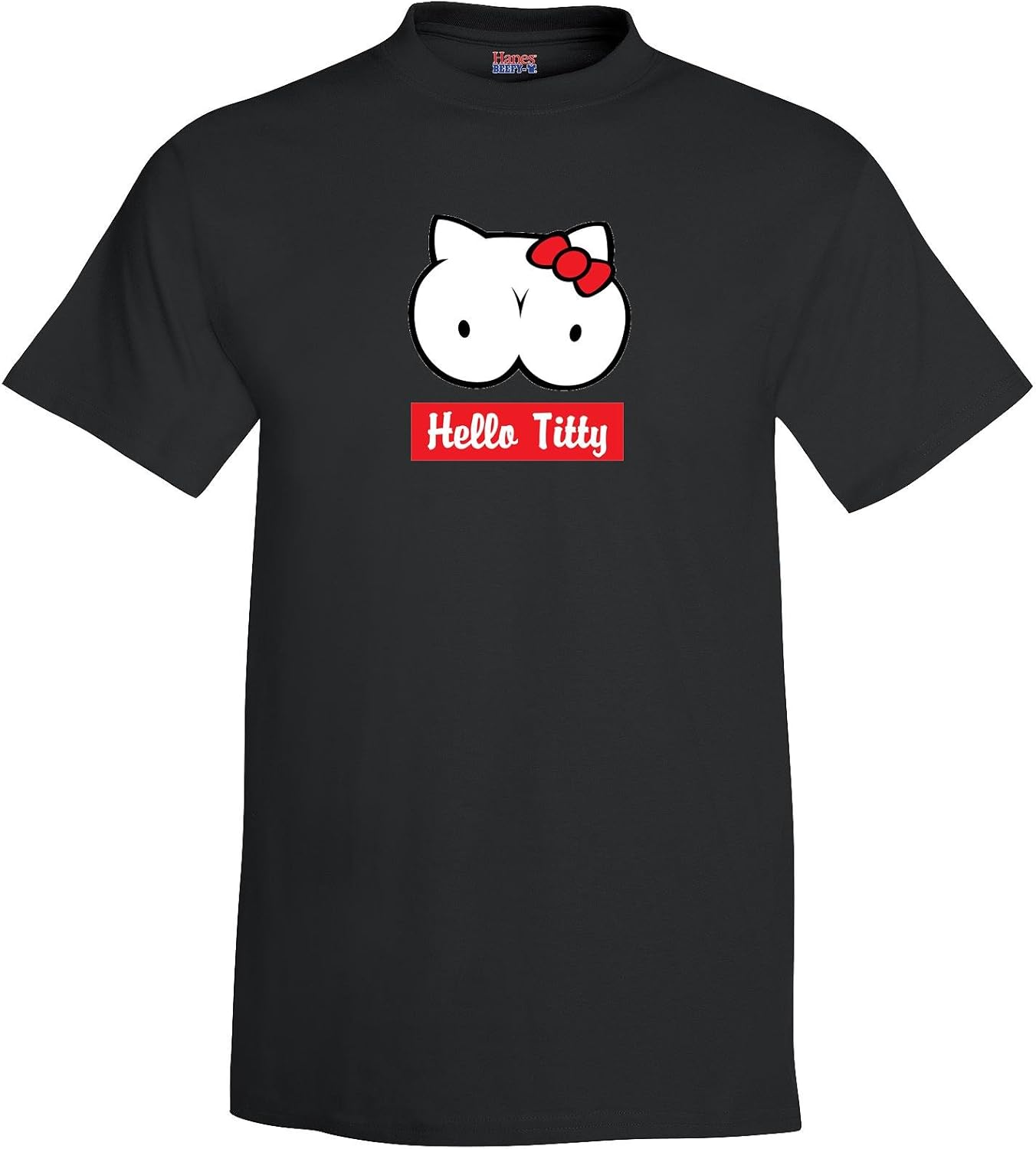 Amazon.com: Tees N Things Hello Titty T-Shirt - Short Sleeve Black X ...