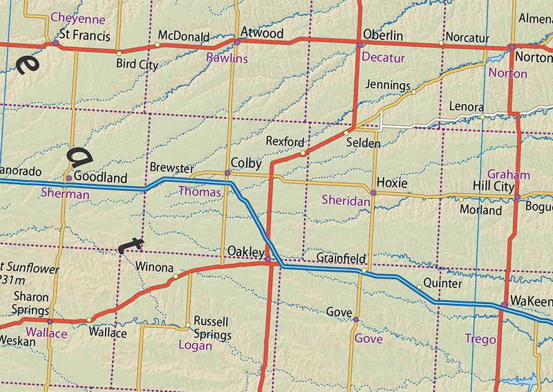 Kansas Highway Map With Cities Modern Kansas (KS) And Missouri (MO)