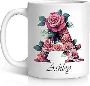 Amazon.com: Unique Alphabet Coffee Cup, Letter A White Mug, Beautiful ...