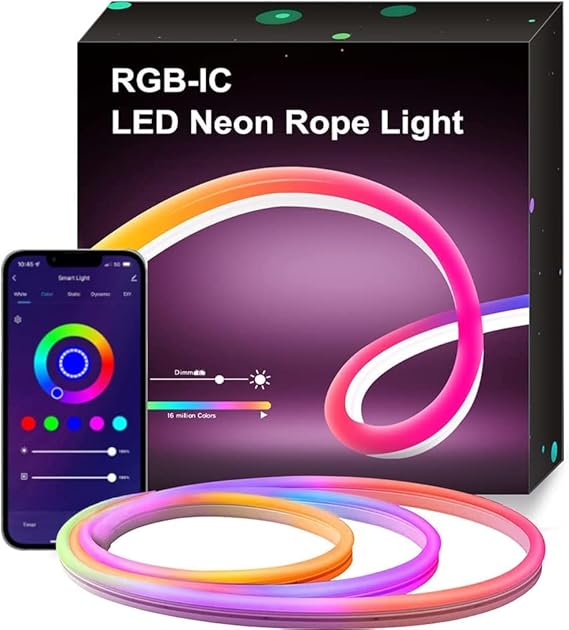 Jun-Electron Tira LED de neón, tira LED de neón RGB de 12 V con control ...