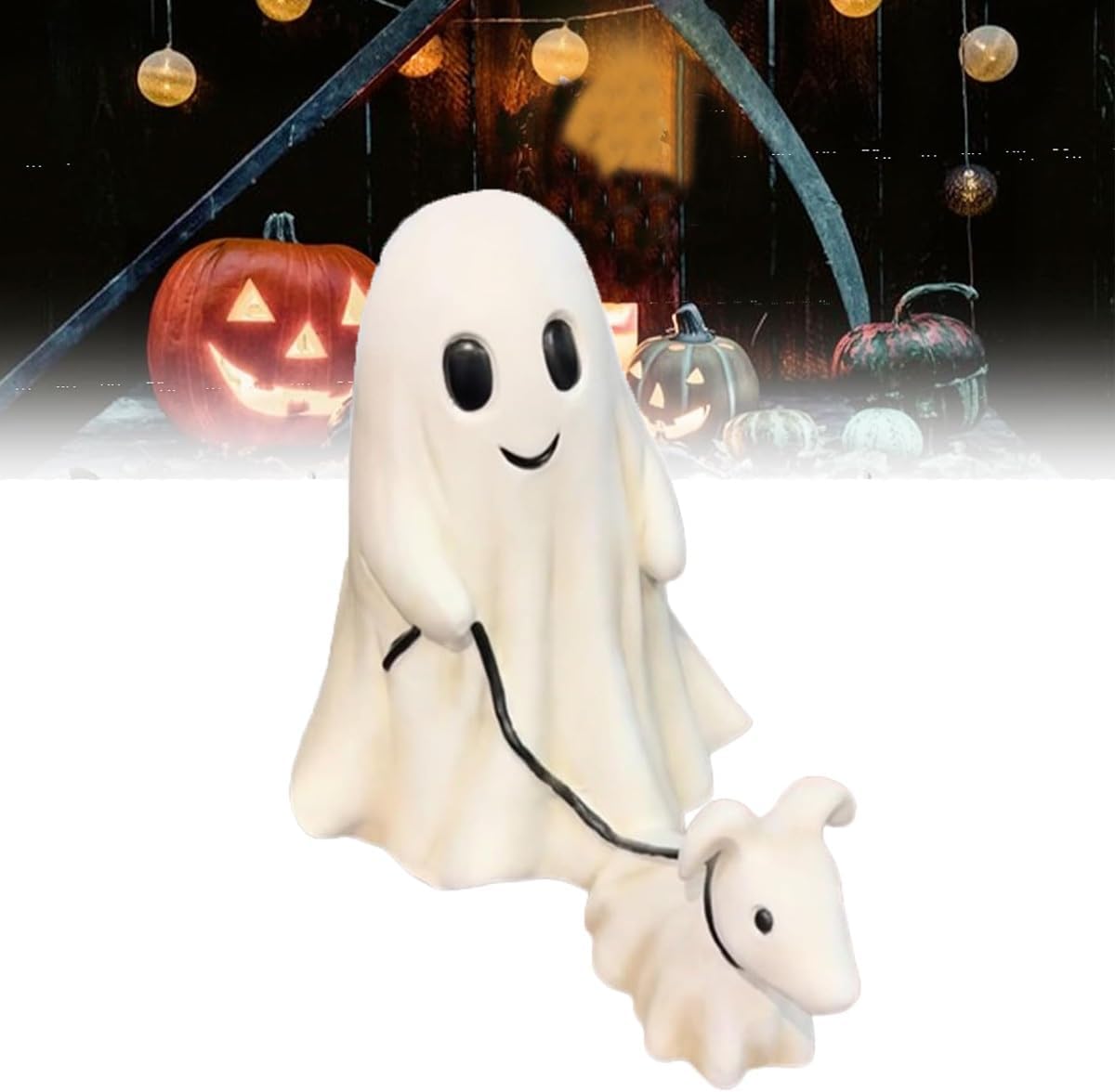 Amazon.com: Chirsfairy Halloween Ghost Dog Statue, Ghost Walking Dog ...