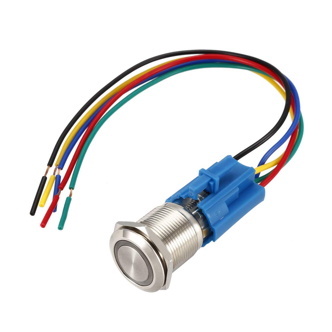 uxcell Latching Metal Push Button Switch 19mm Mounting Dia 1NO 1NC COM ...