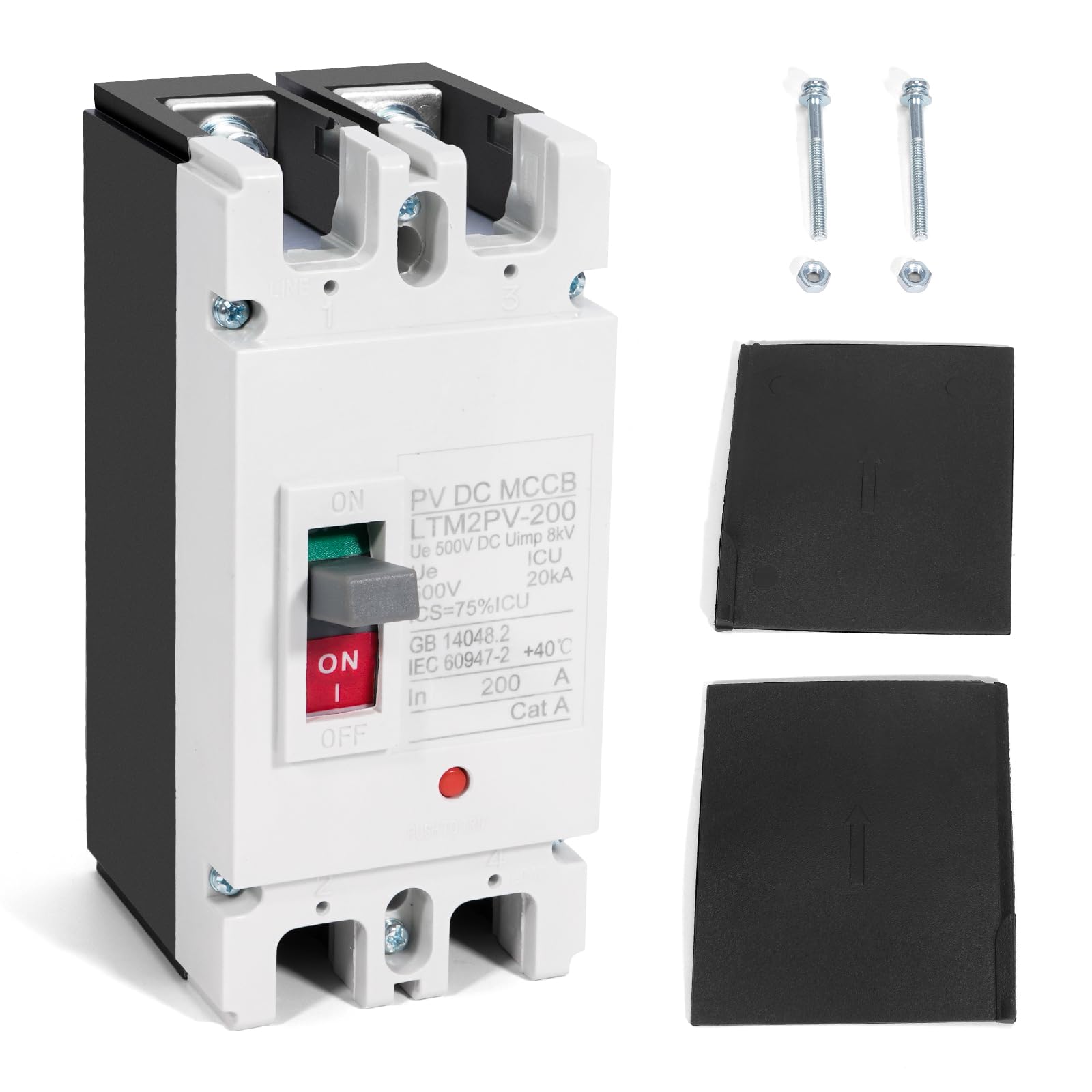 VORGENS DC Circuit Breaker, 200 Amp 500V 2P MCCB Waterproof Battery ...