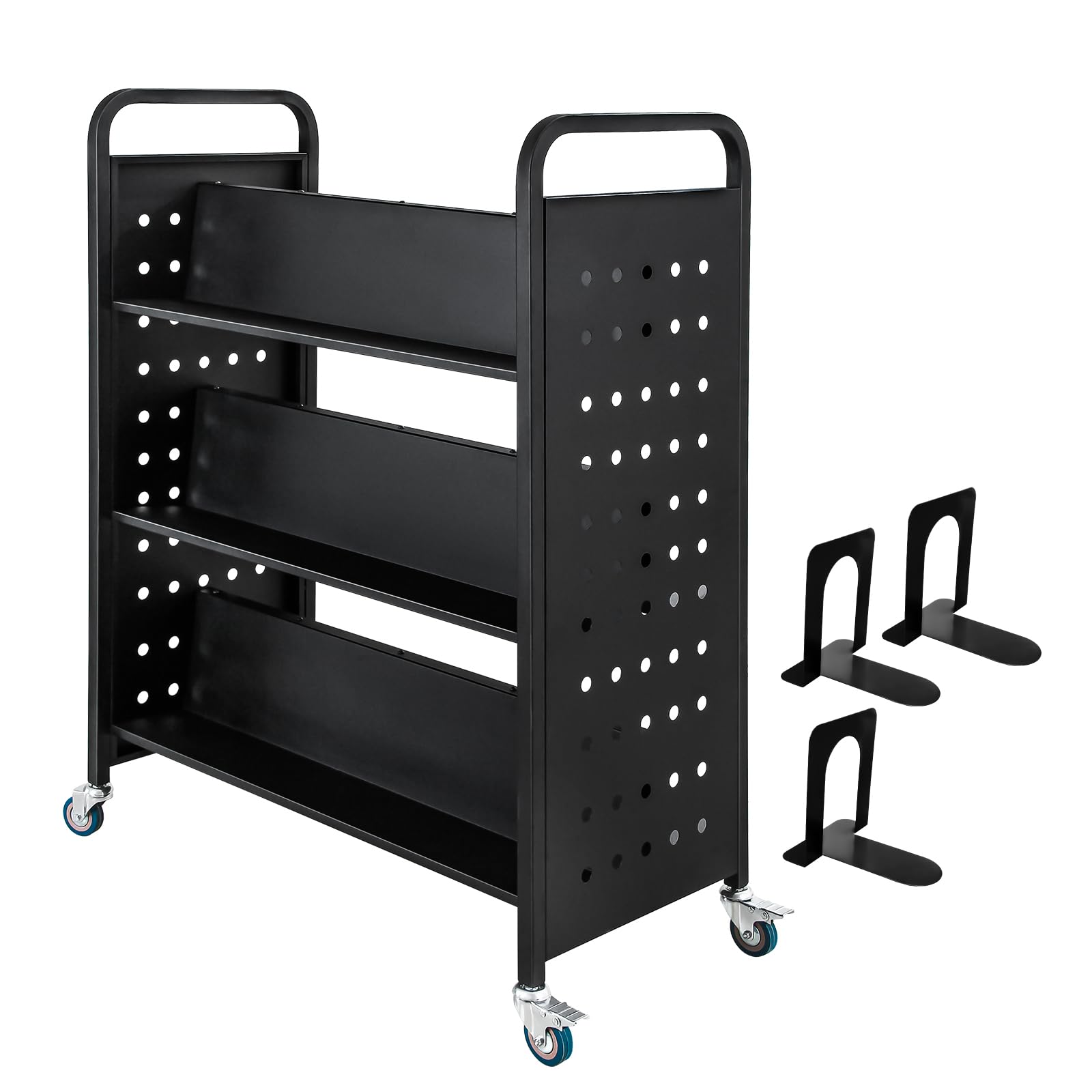 Amazon.com: Hasopy Library Book Cart 200LBS, Rolling Book Cart with 4 ...