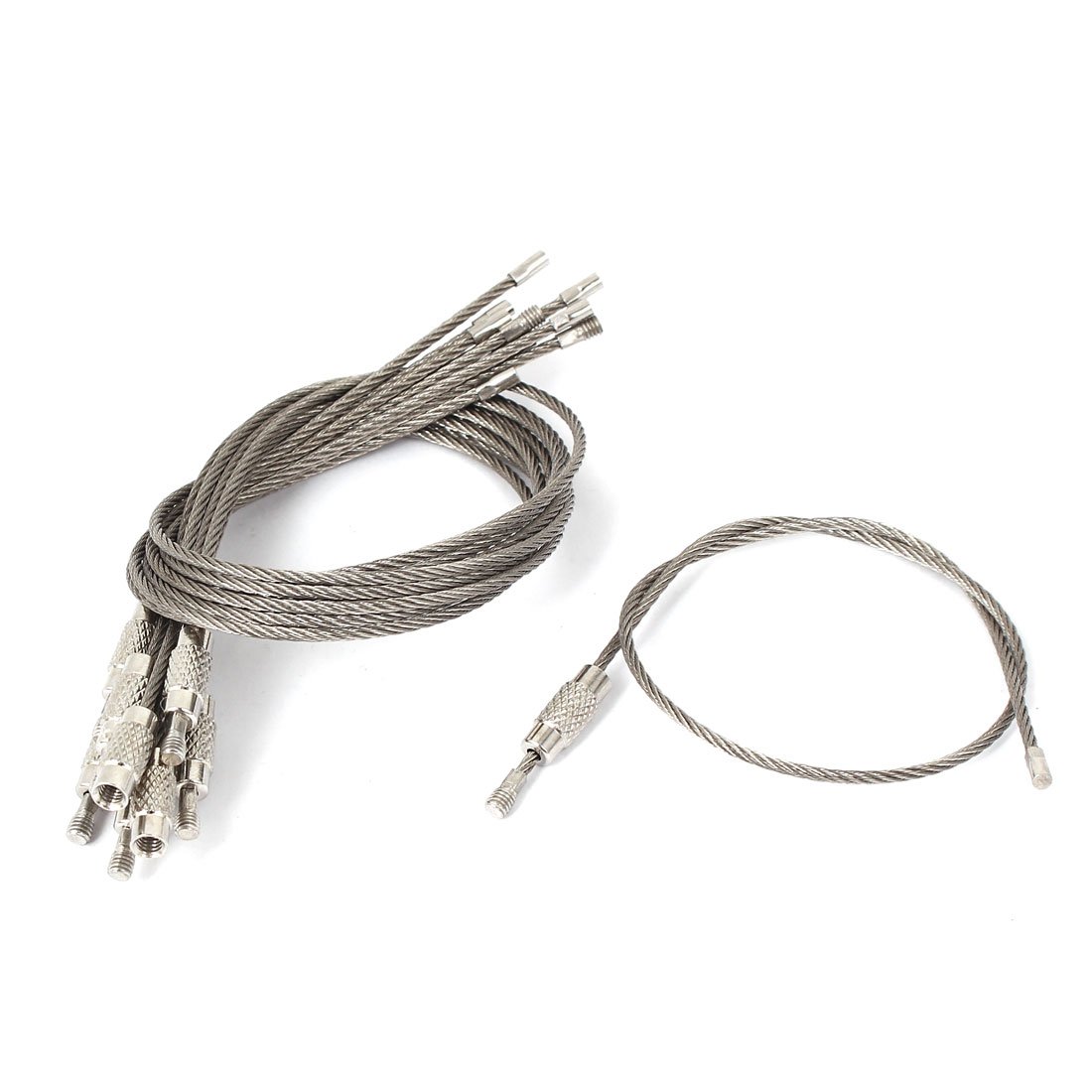 uxcell Stainless Steel Screw Locking Wire Keychain Cable Rings 250mm ...