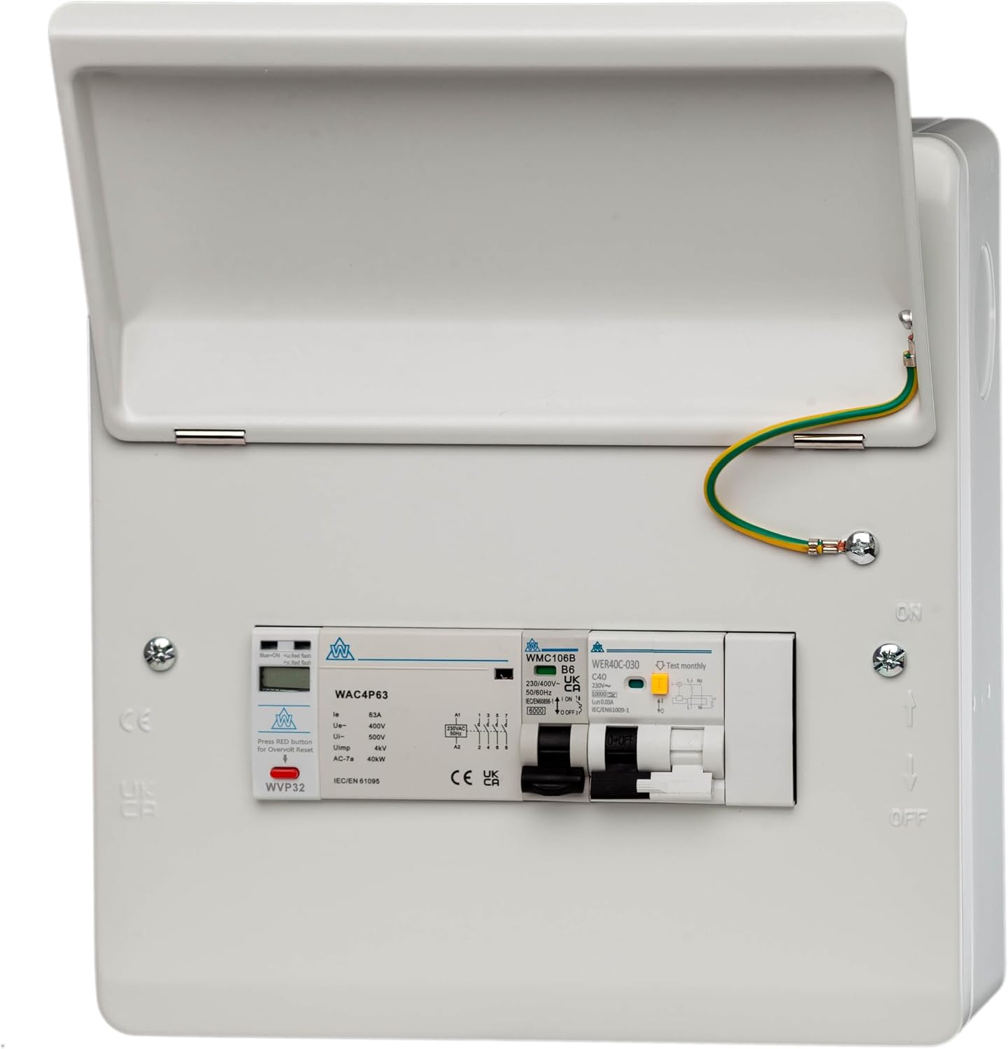 Fitted Consumer Unit IP40 2 Pole 32A Type A RCBO + PEN fault Detection ...