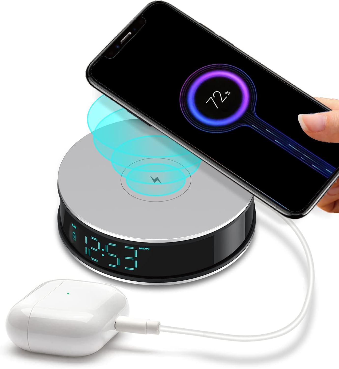 Amazon.com: LIZVIE Alarm Clock with Wireless Charging, 15W Fast ...