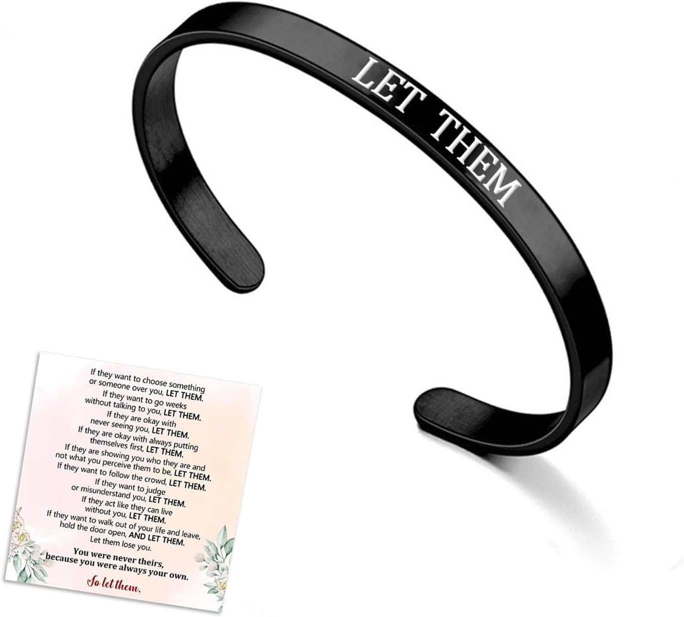 Amazon.com: Let Them Cuff Bracelet, Self Worth Motivational Engraving ...