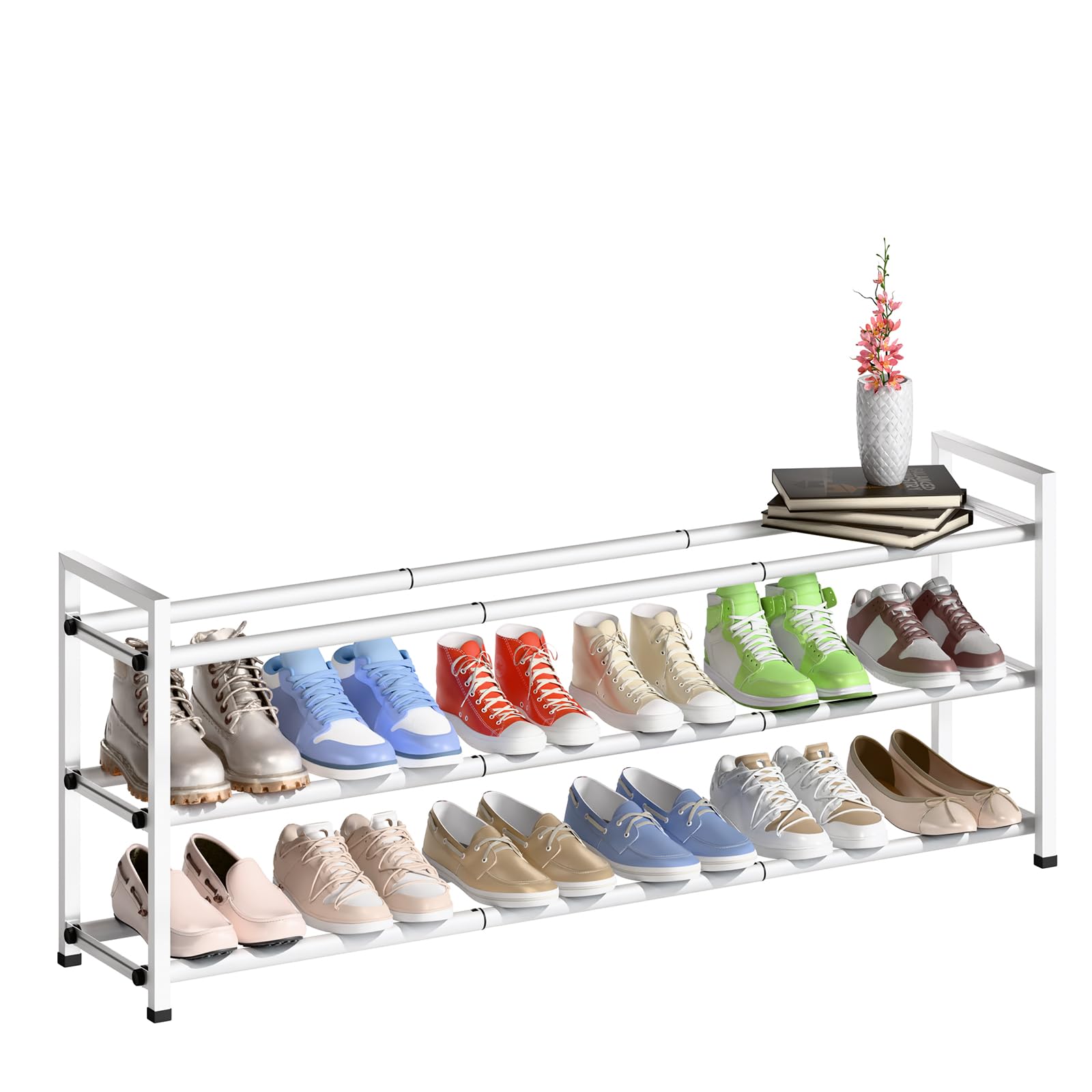 Amazon.com: Bumusty 3-Tier Long Expandable Shoe Rack for Closet, 18"-44 ...