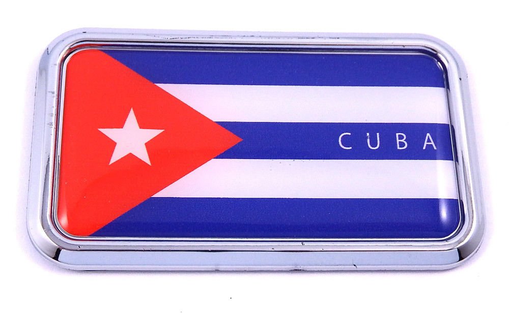 Amazon.com: Cuba Cuban Flag rectanguglar Chrome Emblem 3D Car Decal ...