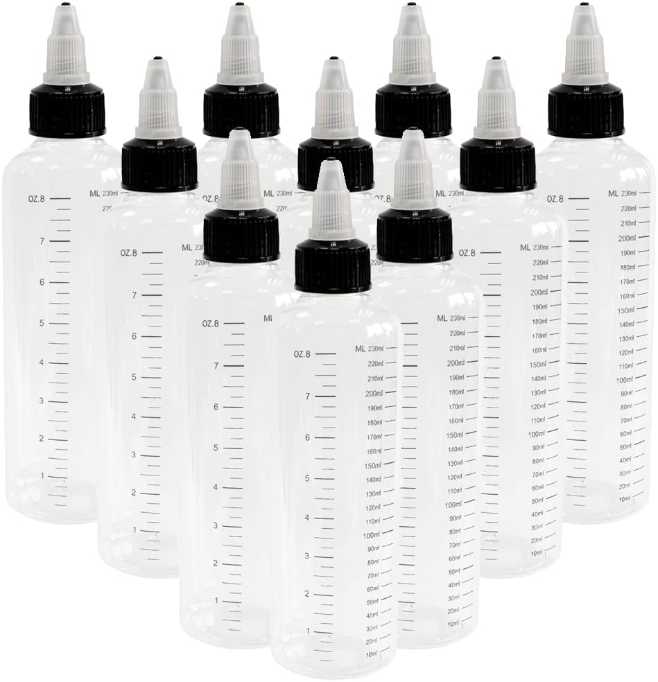 NANSHINE Graduated Bottles 10PCS 250ml(8.45oz) PET Plastic Pointed ...