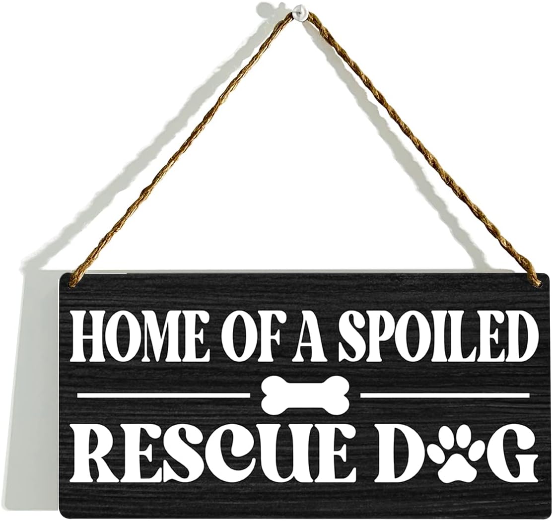 Amazon.com: Home Of A Spoiled Rescue Dog Sign, Dog Decor, Gift For Dog ...