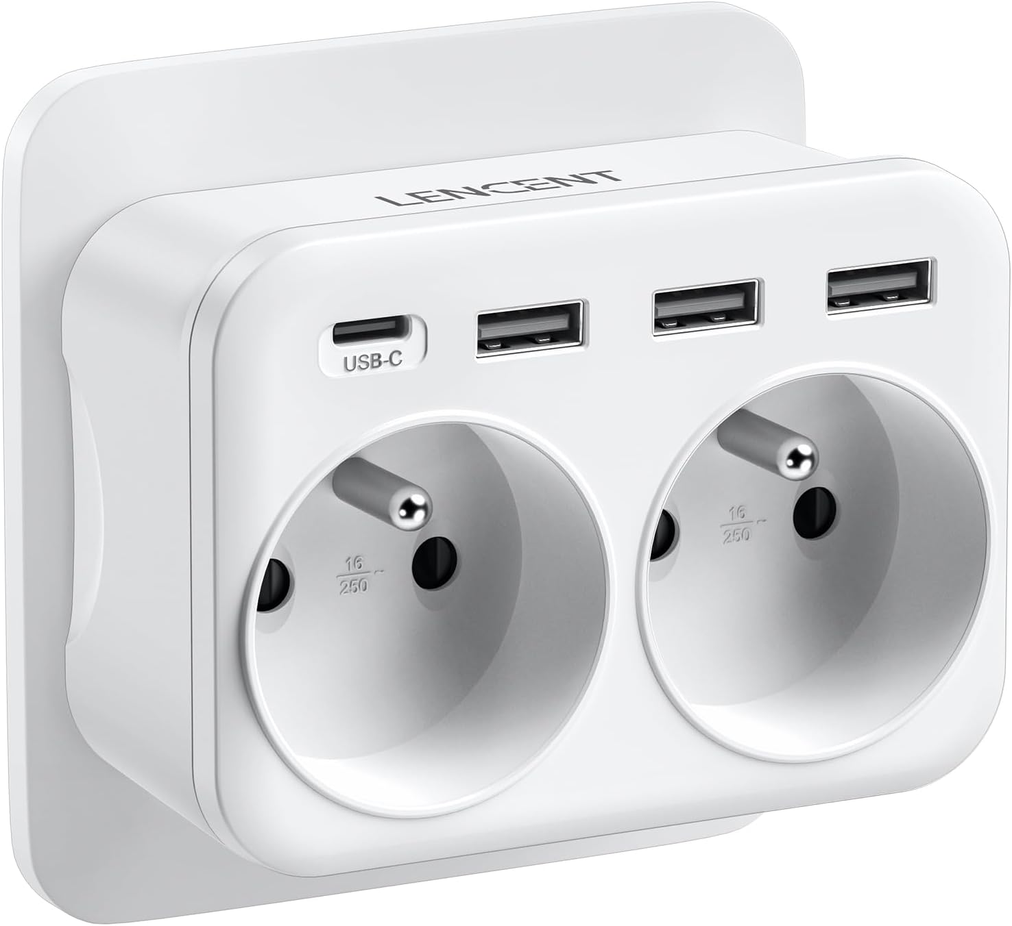 LENCENT Multiprise, 7 en 1 Murale Prise avec Multiple Secteur USB, Cube ...