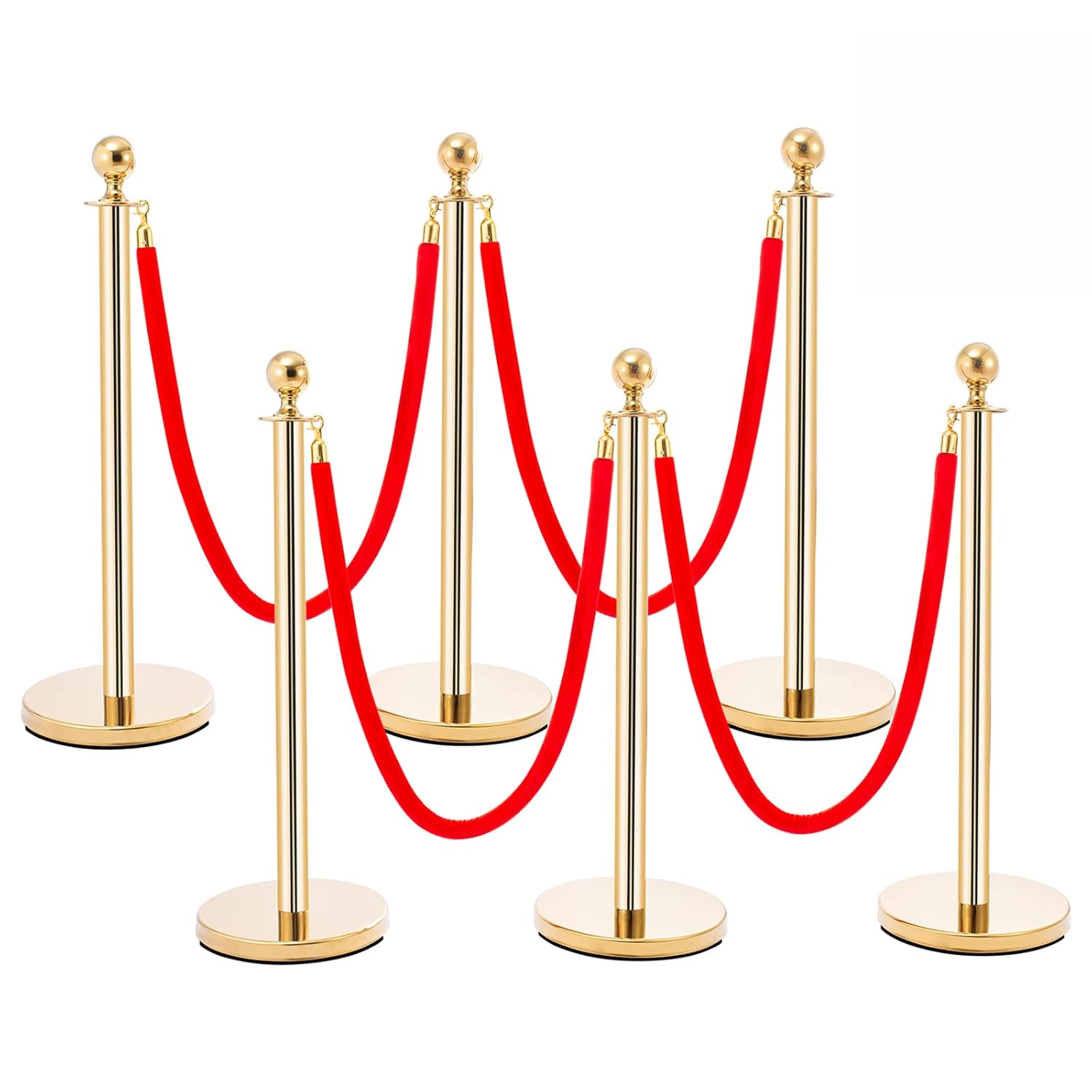 TECSPACE 6Pcs Gold Crowd Control Stanchion, 38 Inch Crowd Control ...