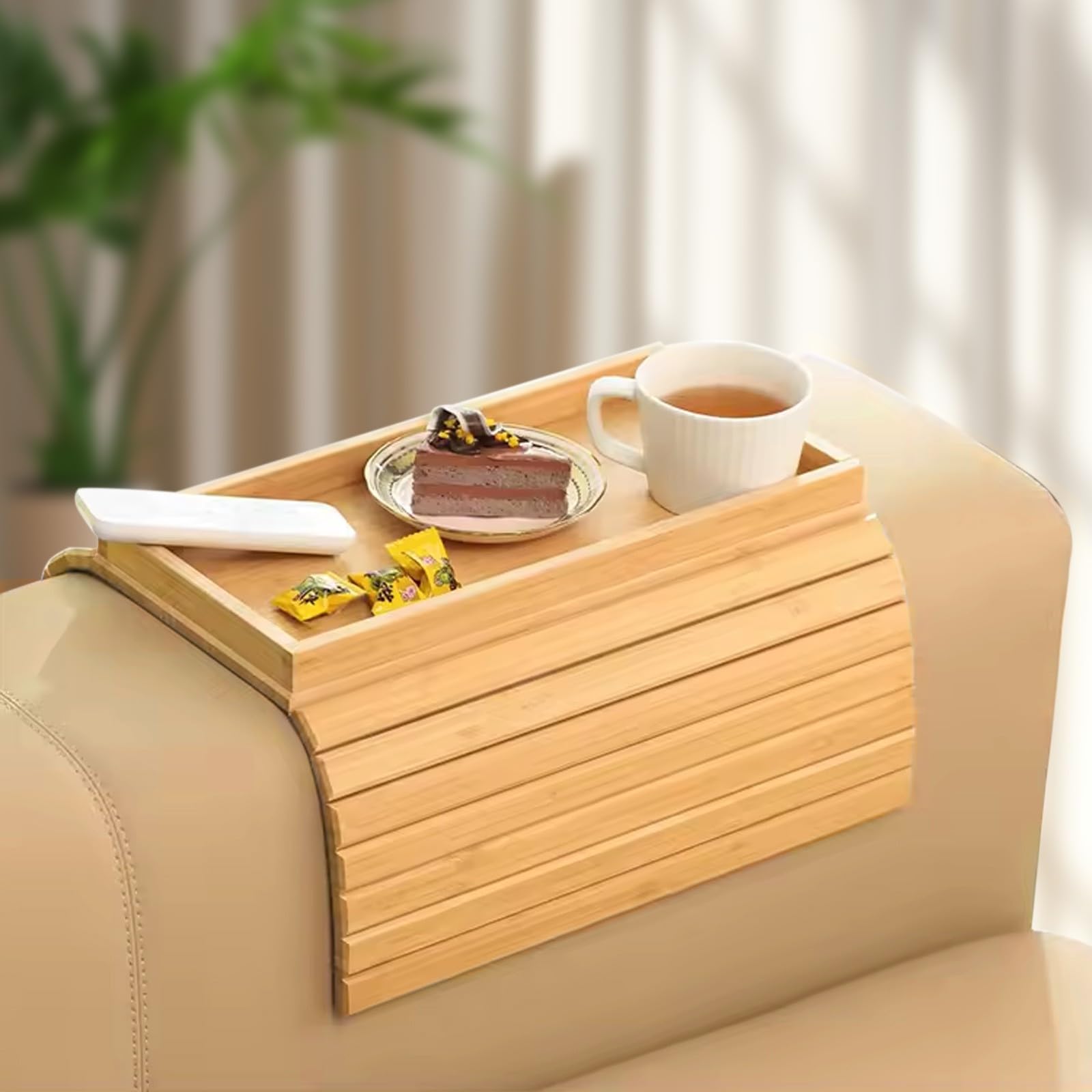 Sofa Arm Tray Table, Bamboo Sofa Table Tray, Sofa Tray with Anti-Slip ...
