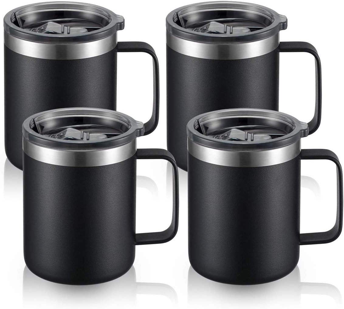 Amazon.com: ALOUFEA 12oz Stainless Steel Insulated Coffee Mug with ...