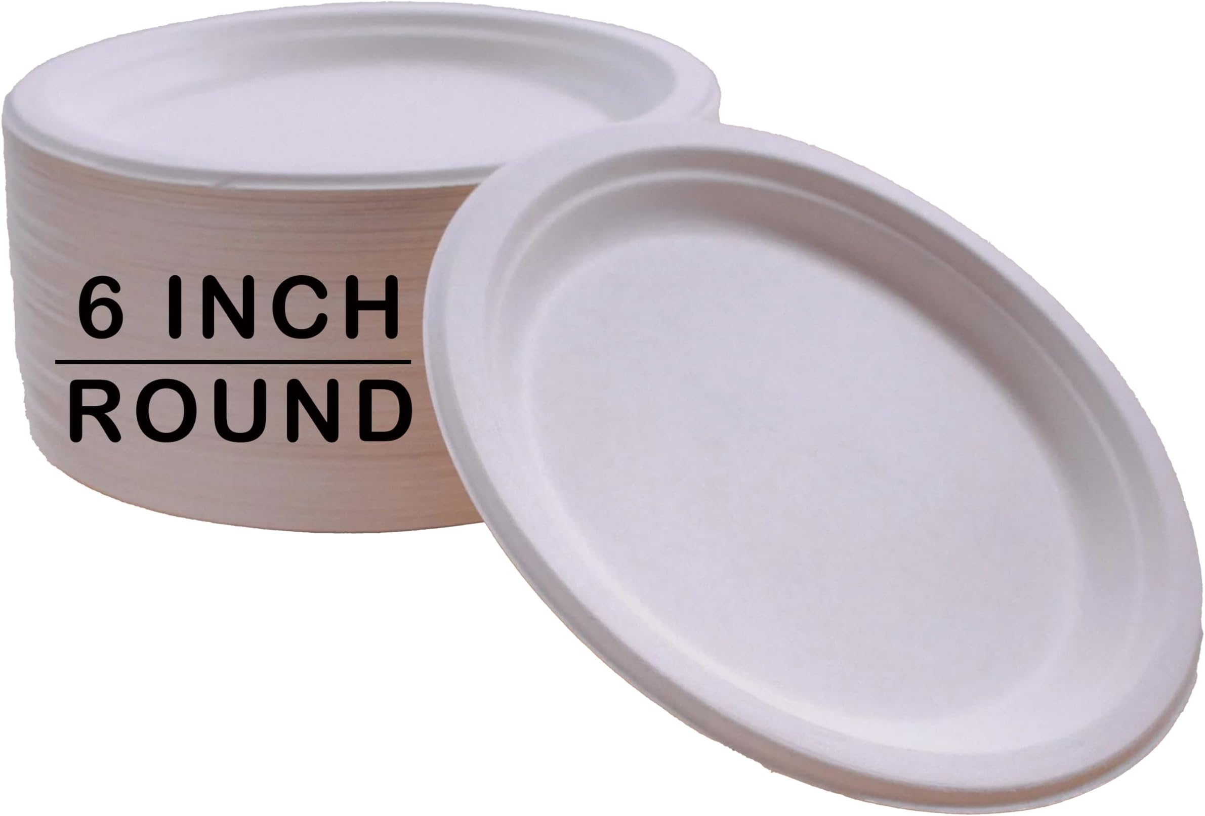 Amazon.com: Goboxad 6 Inch Disposable Bamboo Paper Plates - 125 Pack ...