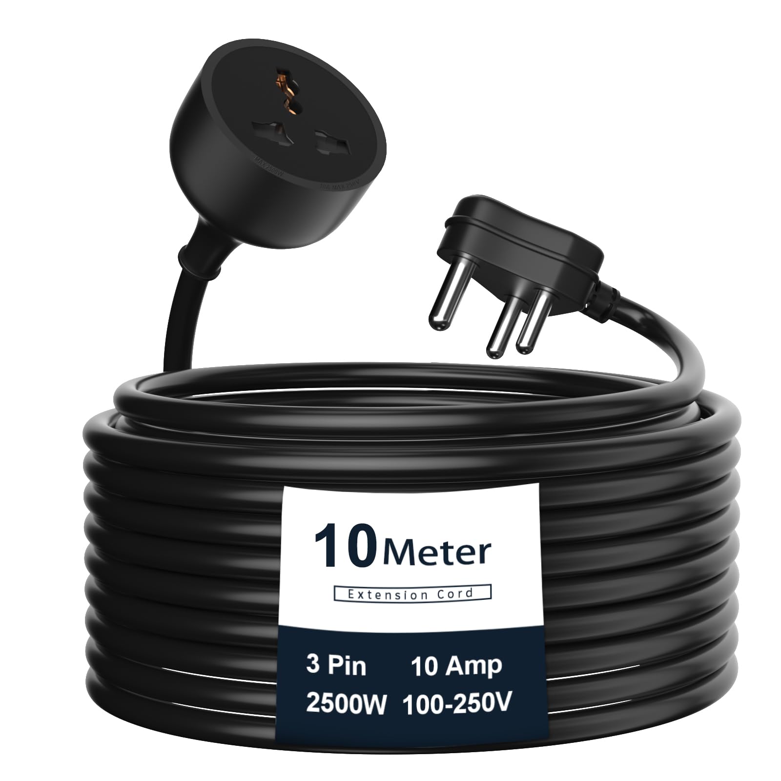 Hoteon Extension Board with 10 Meters Heavy Duty Long Wire Cord, Single ...