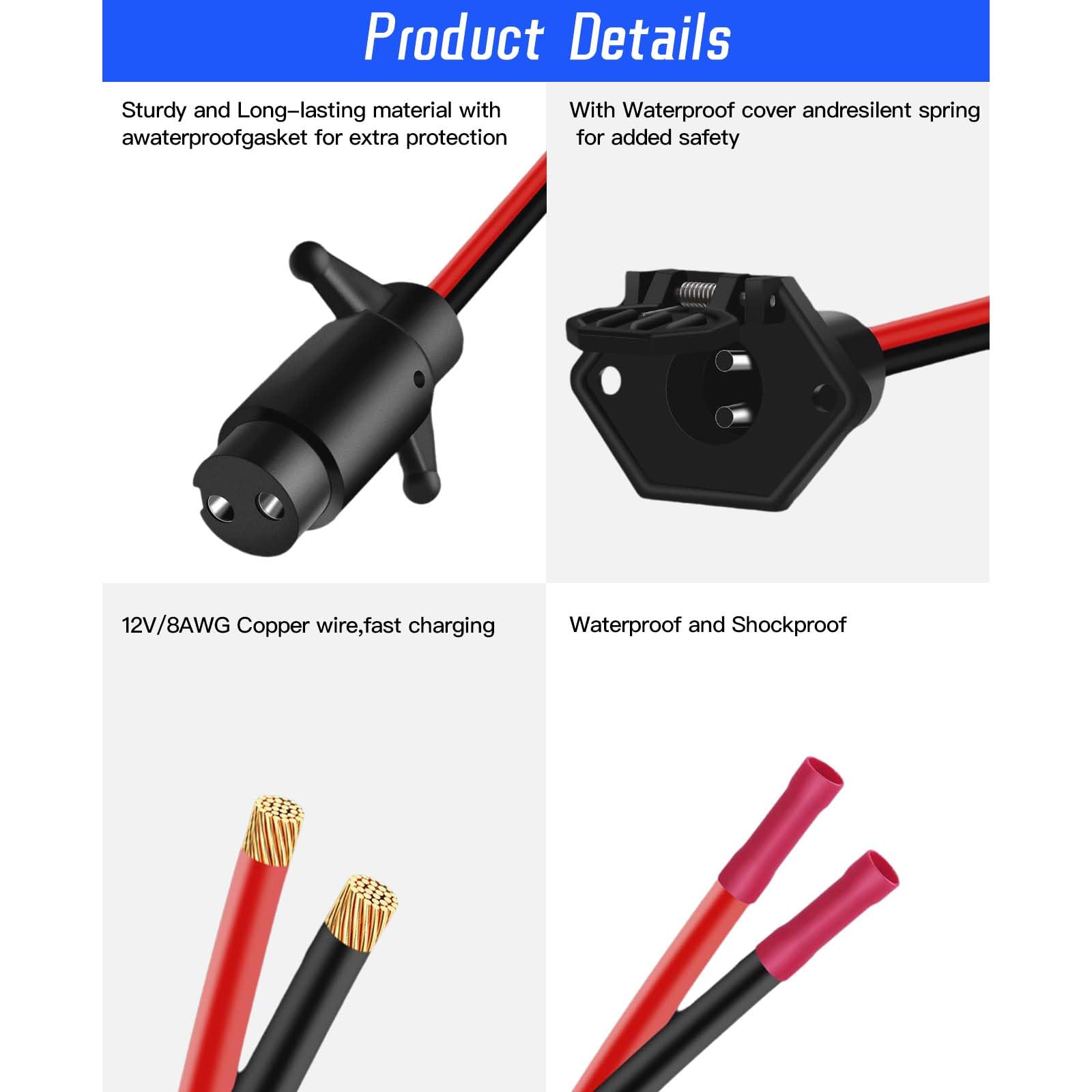 Snapklik.com : 12V Trolling Motor Plug & Receptacle Set - Compatible