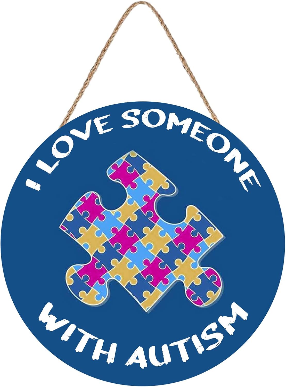 Amazon.com: Awareness Wooden Wreaths Door Sign - I Love Someone With ...