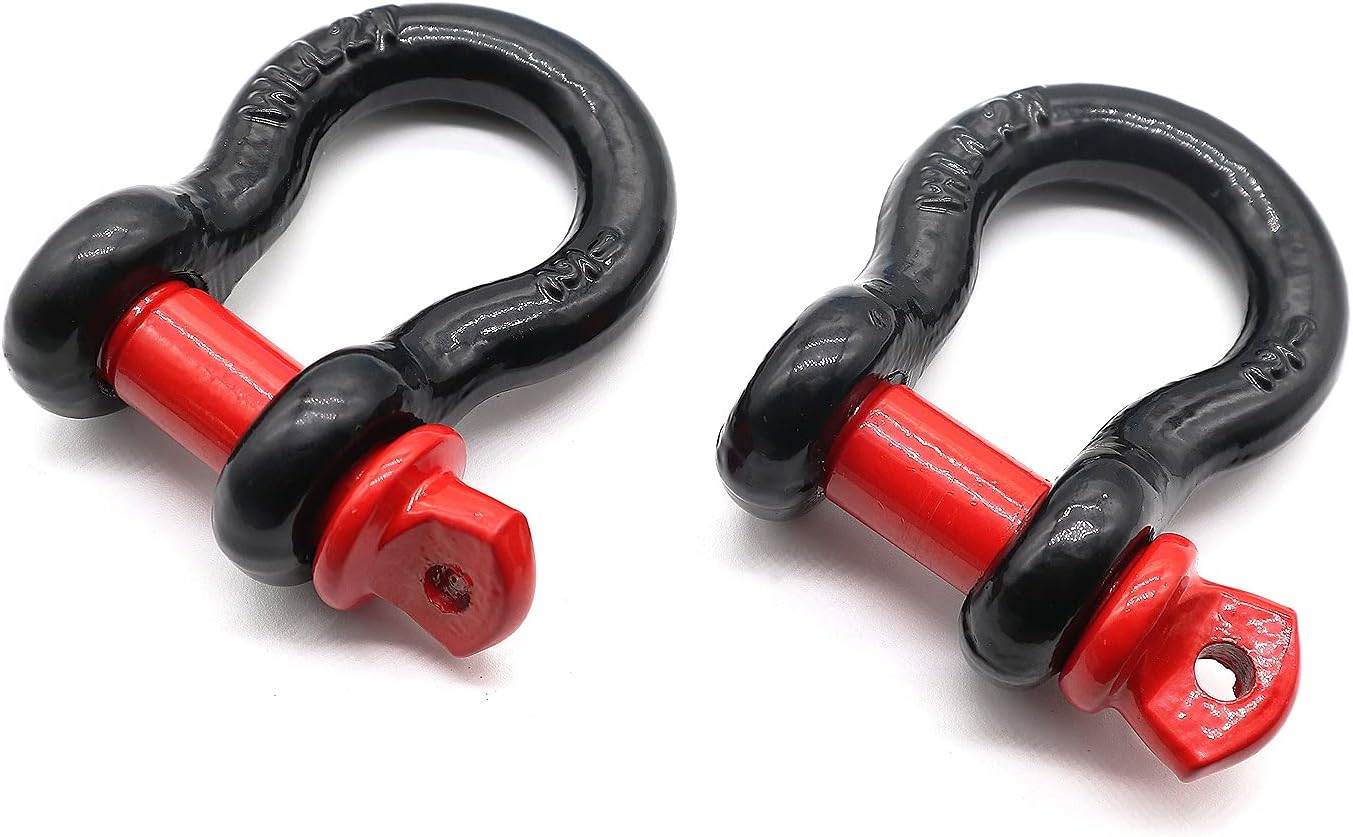 Jamiikury 2 Pcs Shackles 1/2" D ring Shackle 12 Ton (26,455 lbs ...