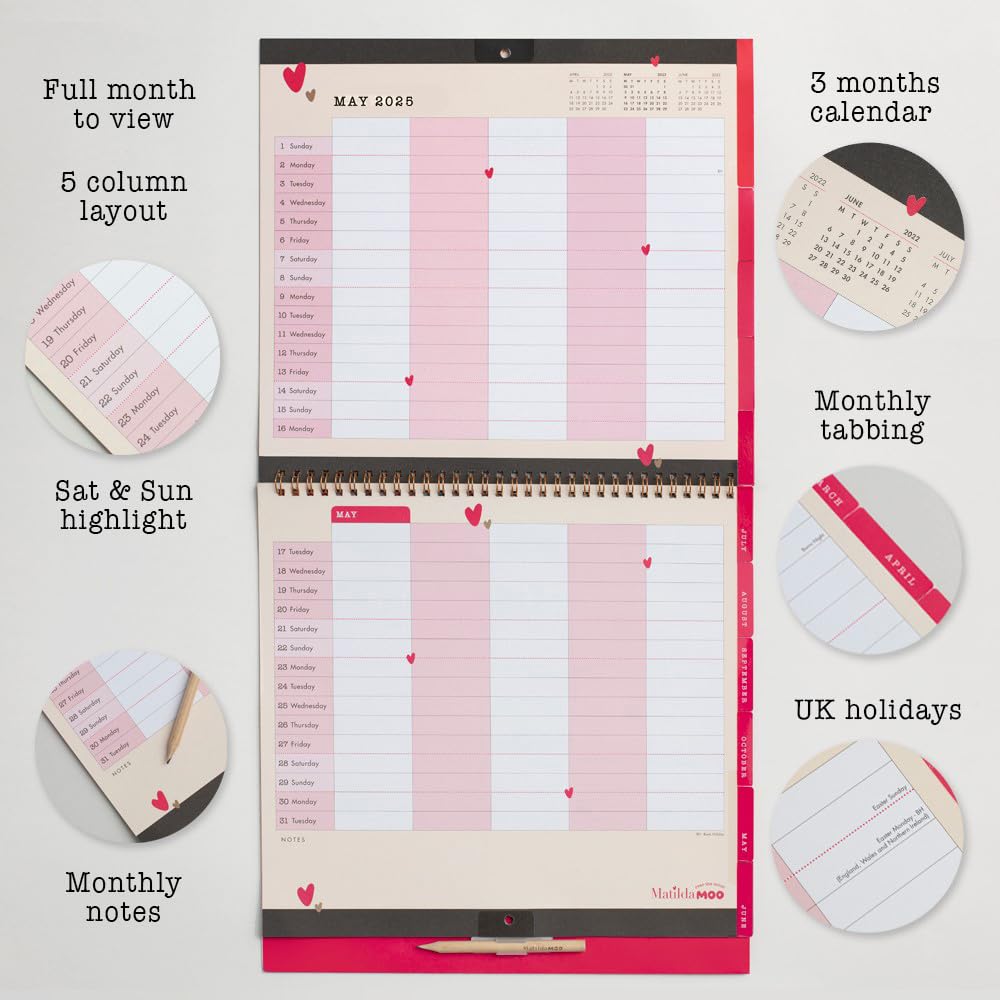 Matilda Moo 2025 Family Wall Calendar | 5 Person Wall Calendar | 2025 ...