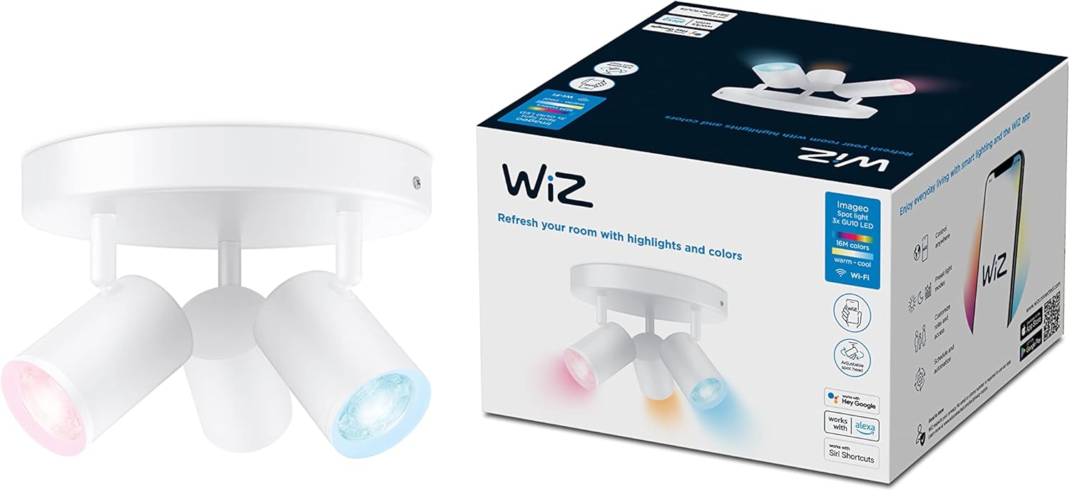 WiZ Faretto Smart LED Imageo Wi-Fi, Base Tonda, Luce Bianca o Colorata ...