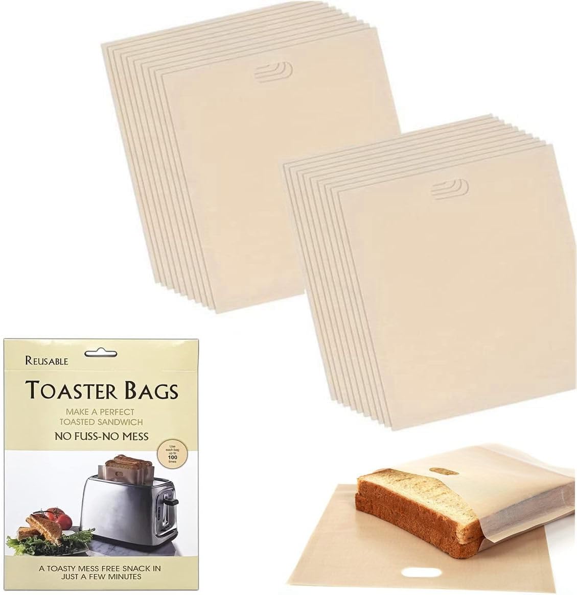 Amazon.com: 20 Pack Toaster Bags, Reusable Non-Stick Oven Bags for ...