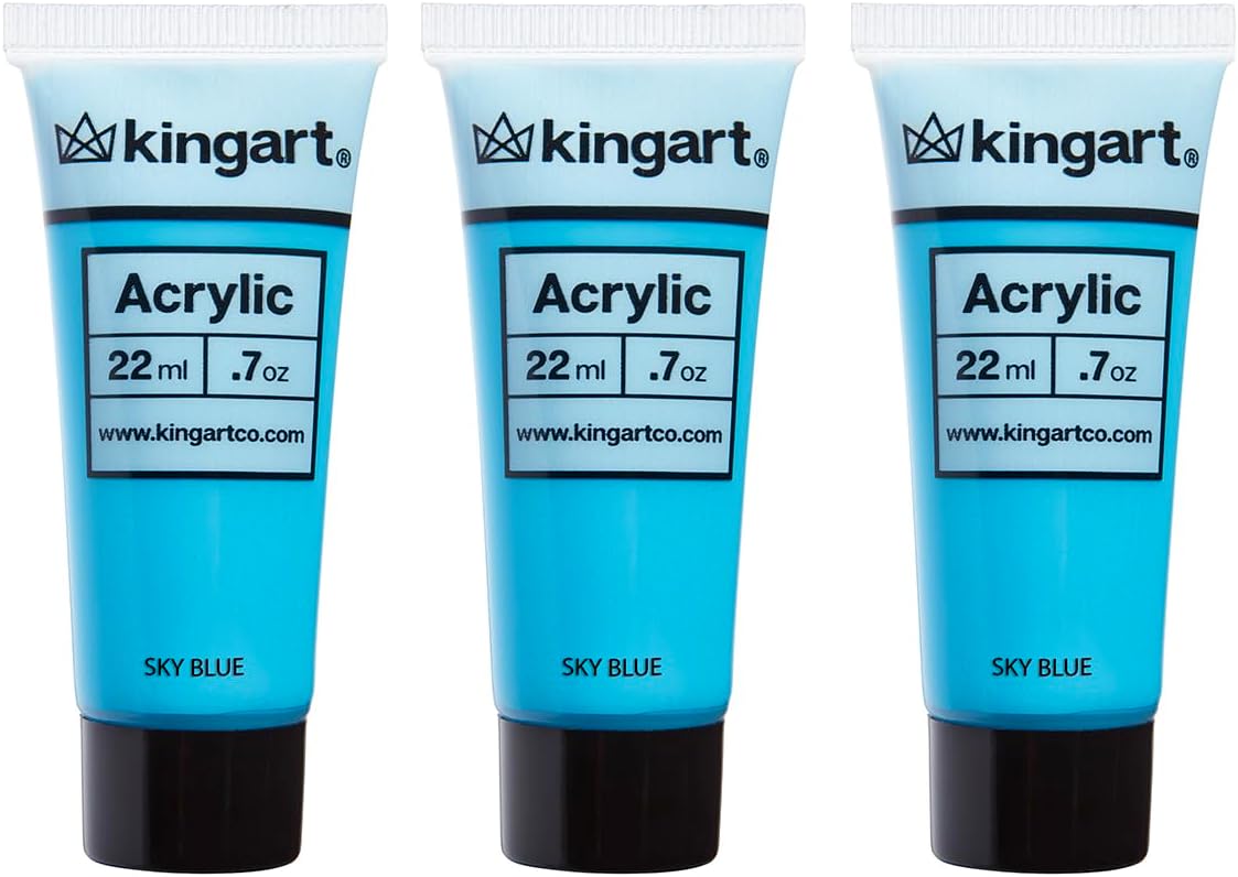 Amazon.com: KINGART PRO Artist Quality SKY BLUE Acrylic Paint, 22ml (0 ...
