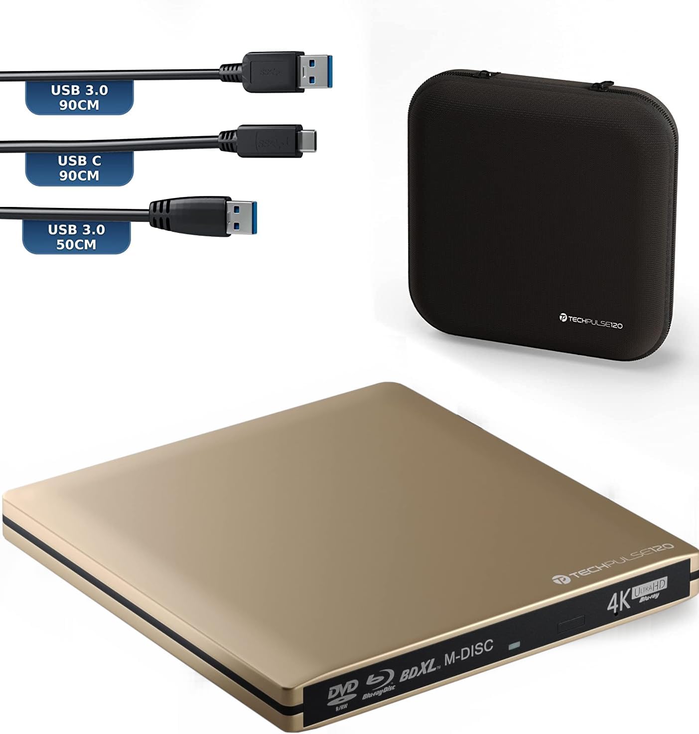 techPulse120 Externes UHD 4k 3D M-Disc BDXL USB 3.0 USB-C Laufwerk Blu ...