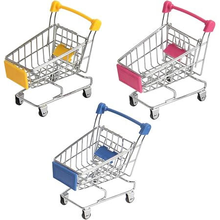 Amazon.com: 2 Pcs Mini Shopping Cart Supermarket Handcart Shopping ...
