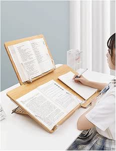Amazon.com : Wooden Double-Layer Hands-Free Book Stand,Bracket ...
