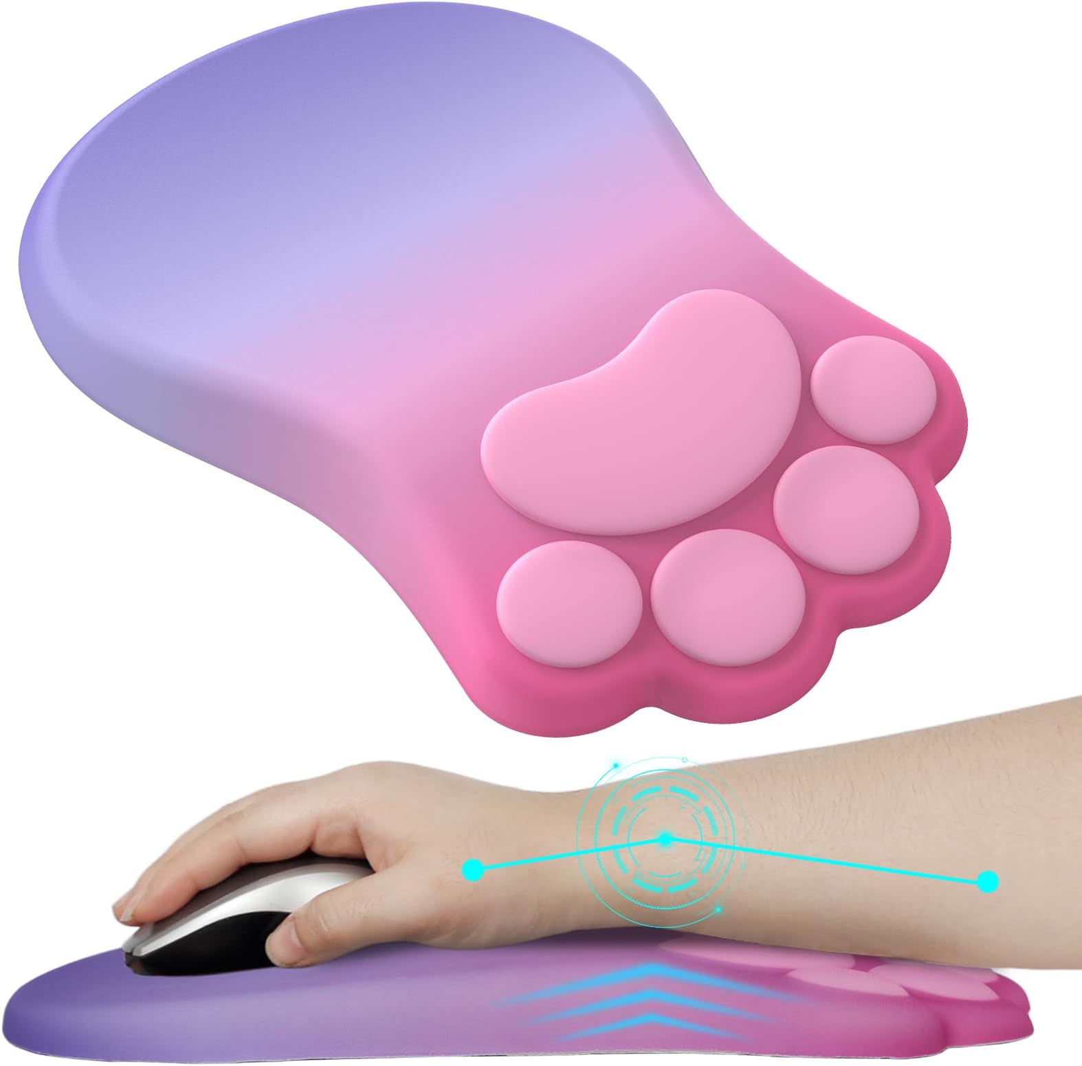Amazon.com: L-SPOUTTO Ergonomic Mouse Pad with Wrist Rest,Cute Cat Paw ...