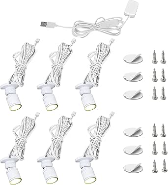 HOMEHIGH 6 PCS Mini LED Spotlight for Display Cabinet, Aluminum USB ...