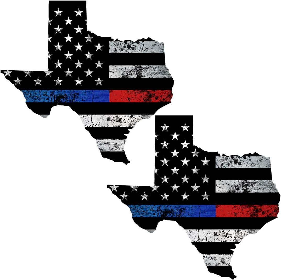 Amazon.com - Texas Thin Blue RED Line Grunge Flag Stickers (2 Pack - 4 ...