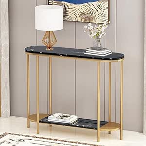 Narrow Console Entryway Table, Small Hallway Table with 2-Tier Storage ...