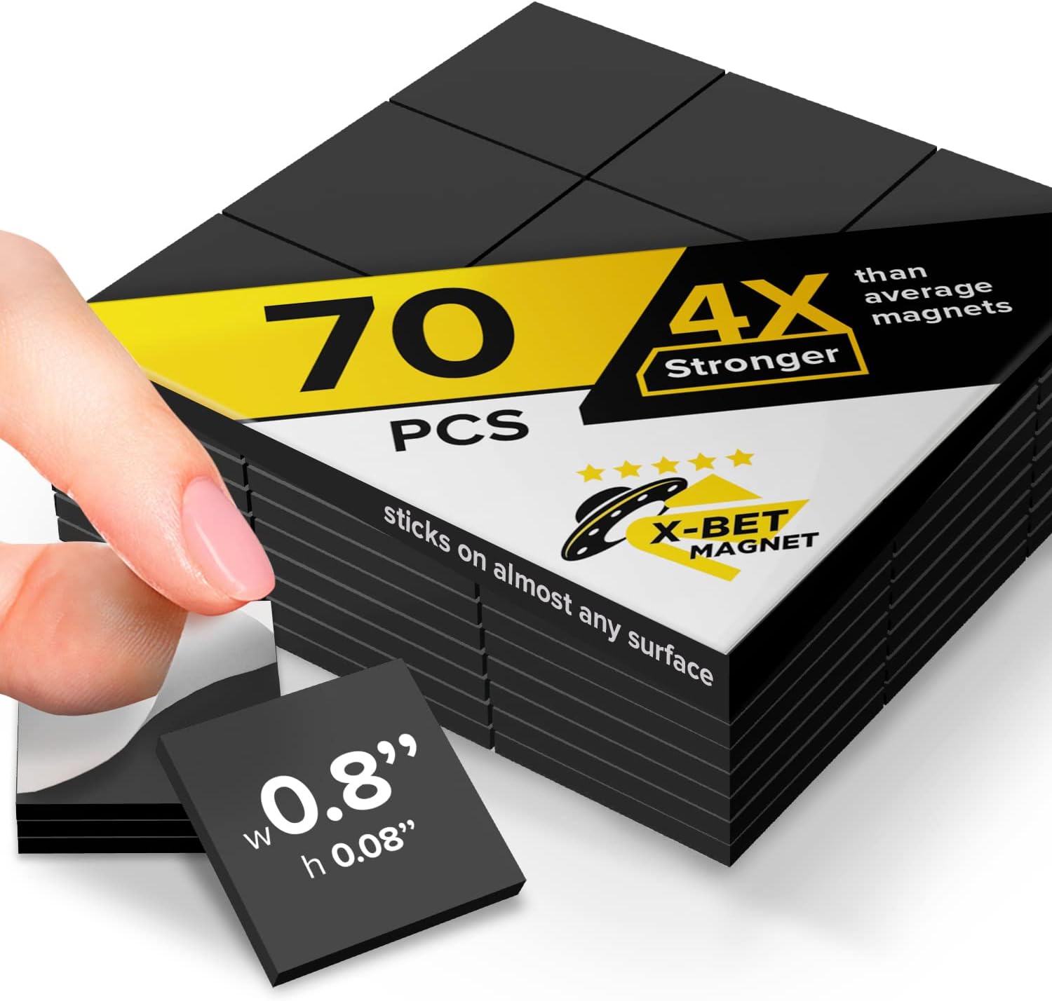 Magnetic Squares - 1 Tape Flexible Magnetic Sheet of 70 Self Adhesive ...