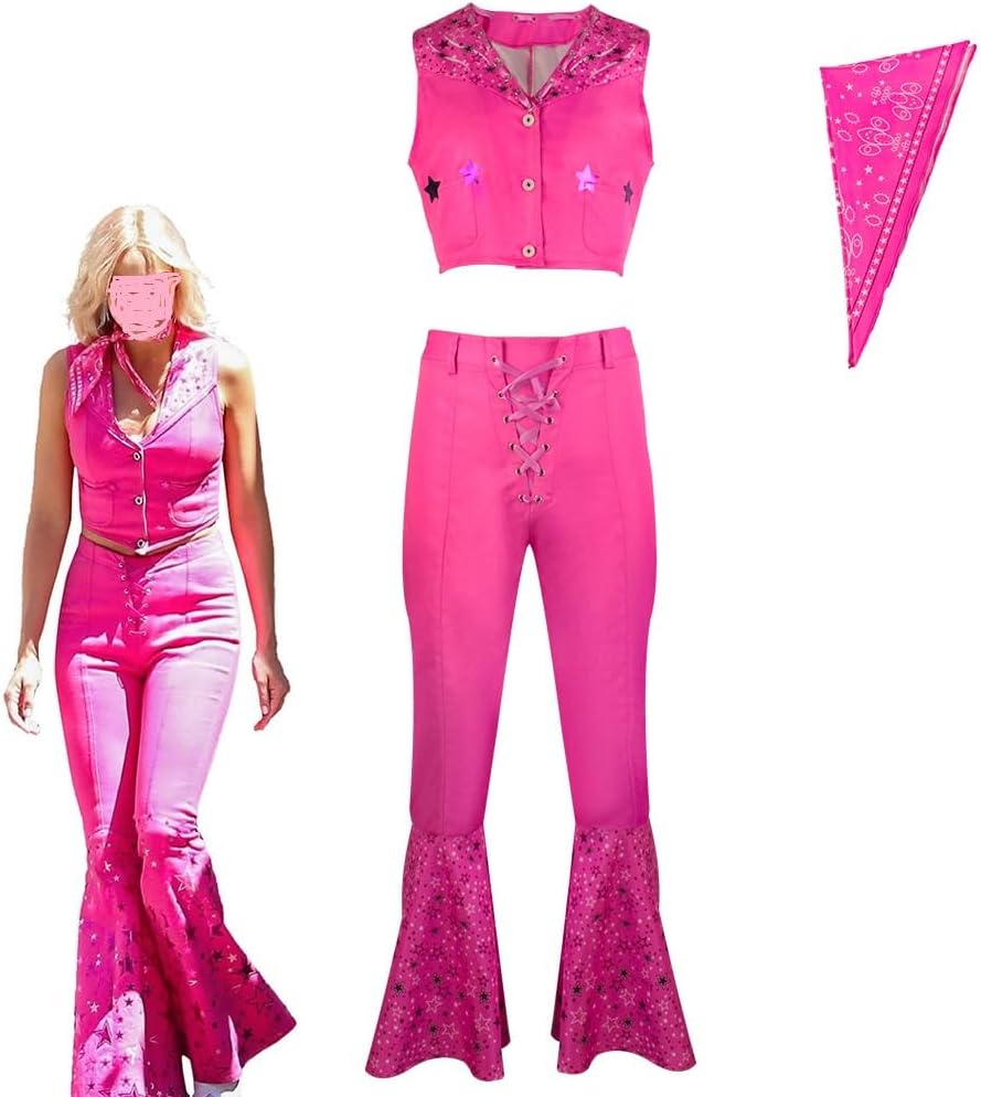 Amazon.com: gangan world 70s 80s Hippie Disco Costume Pink Flare Pant ...