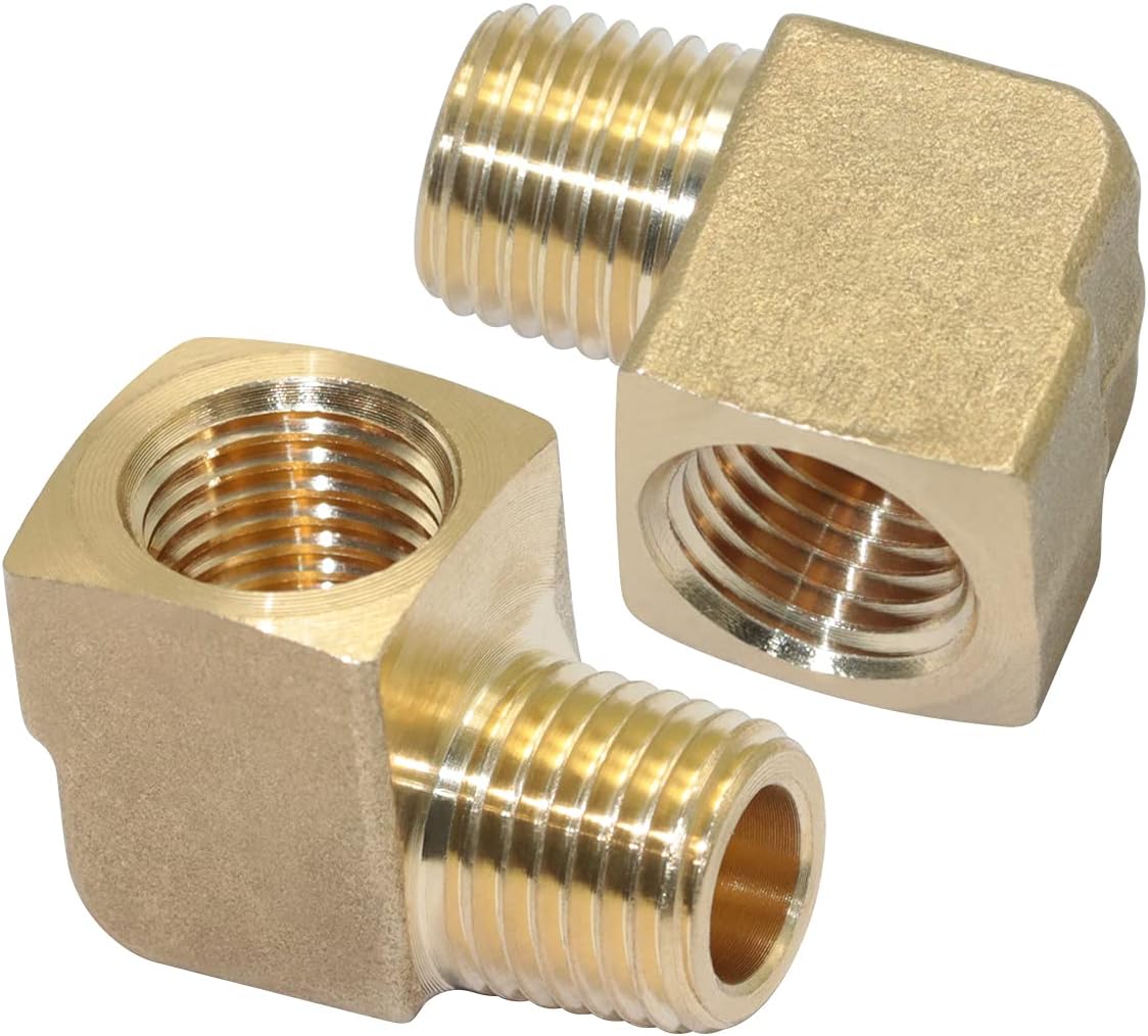 Amazon.com: 1/4" NPT 90 Degree Elbow Male and Female Brass Pipe Fitting ...