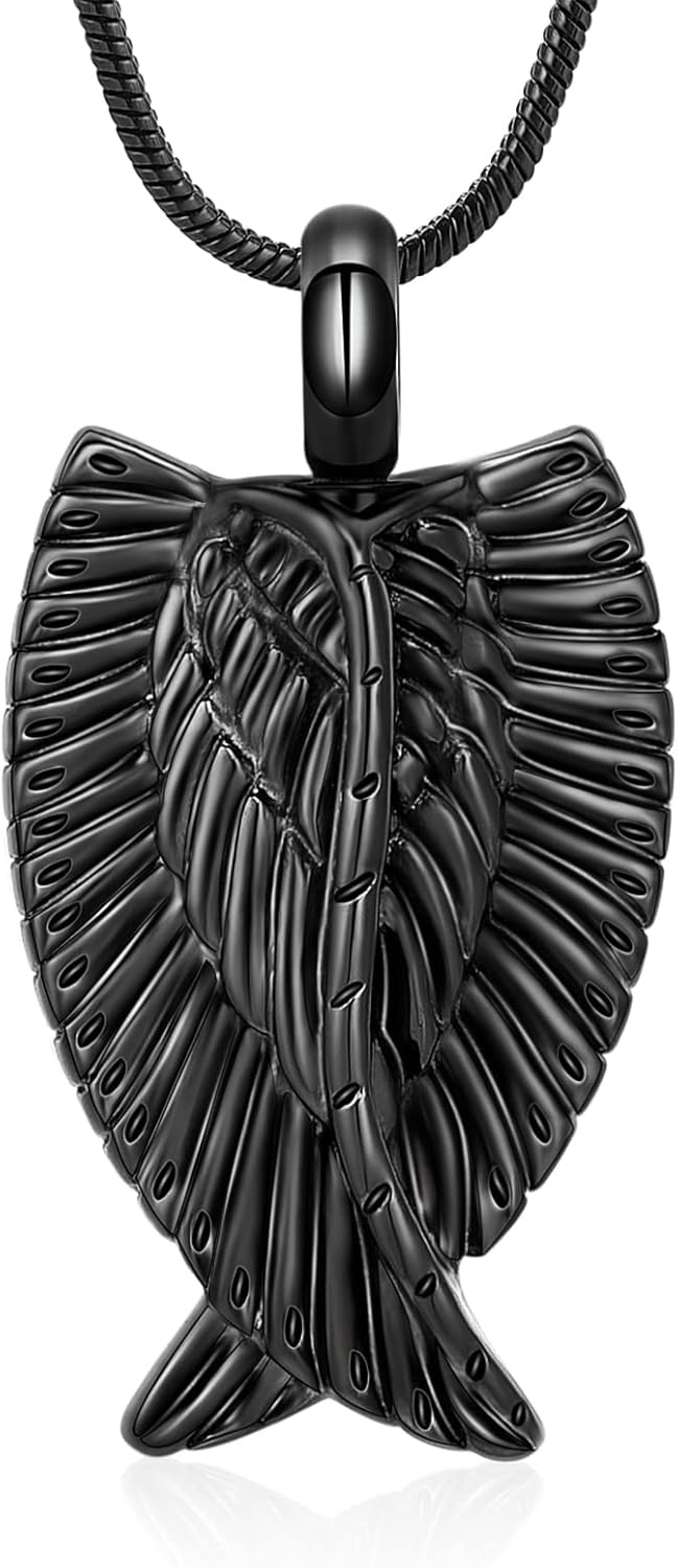 Amazon.com: memorial jewelry Urn Necklace For Ashes,Angel Wing ...