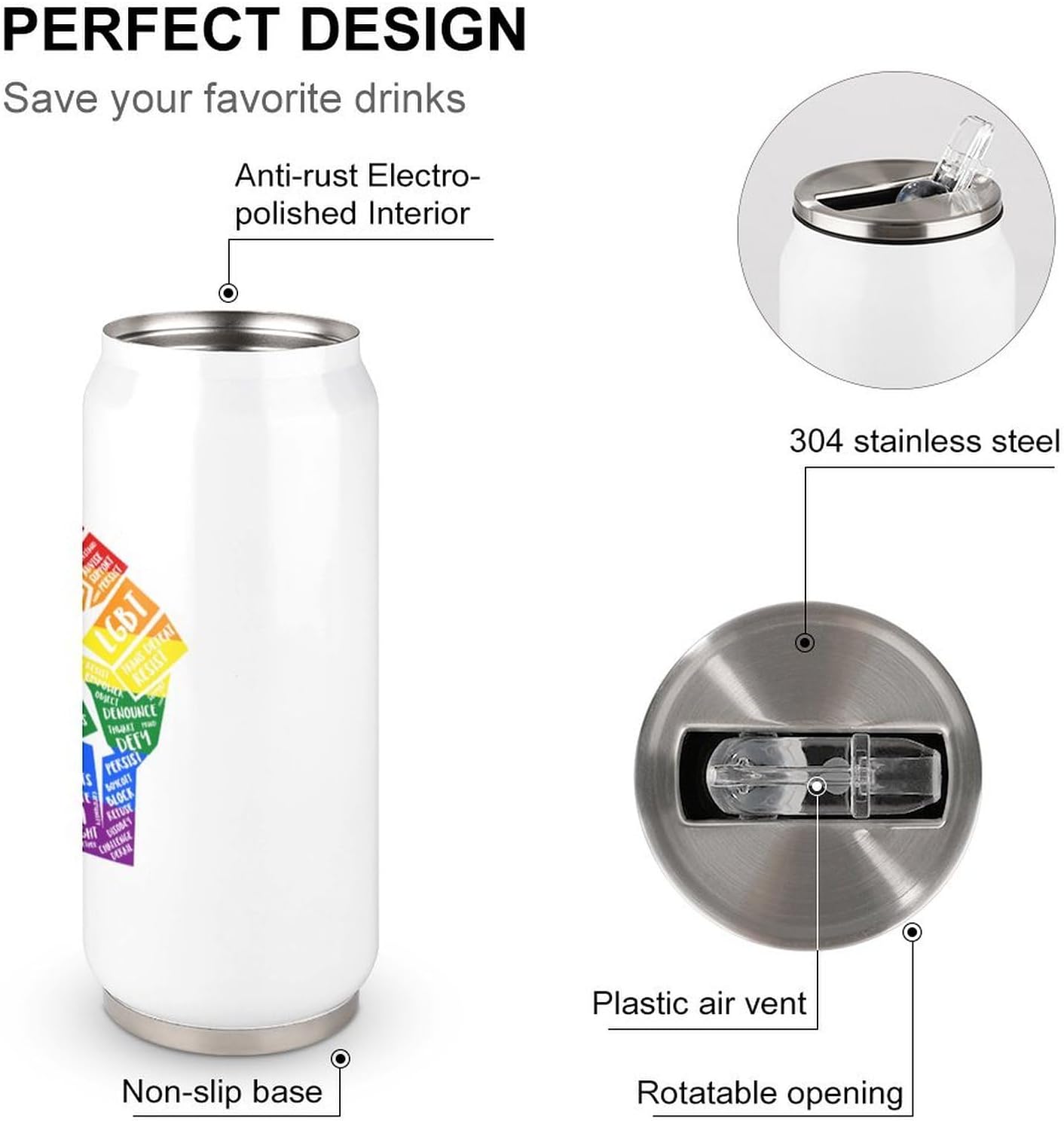 LGBT Pride Fist Stainless Steel Tumbler Insulated Cups Travel Coffee ...