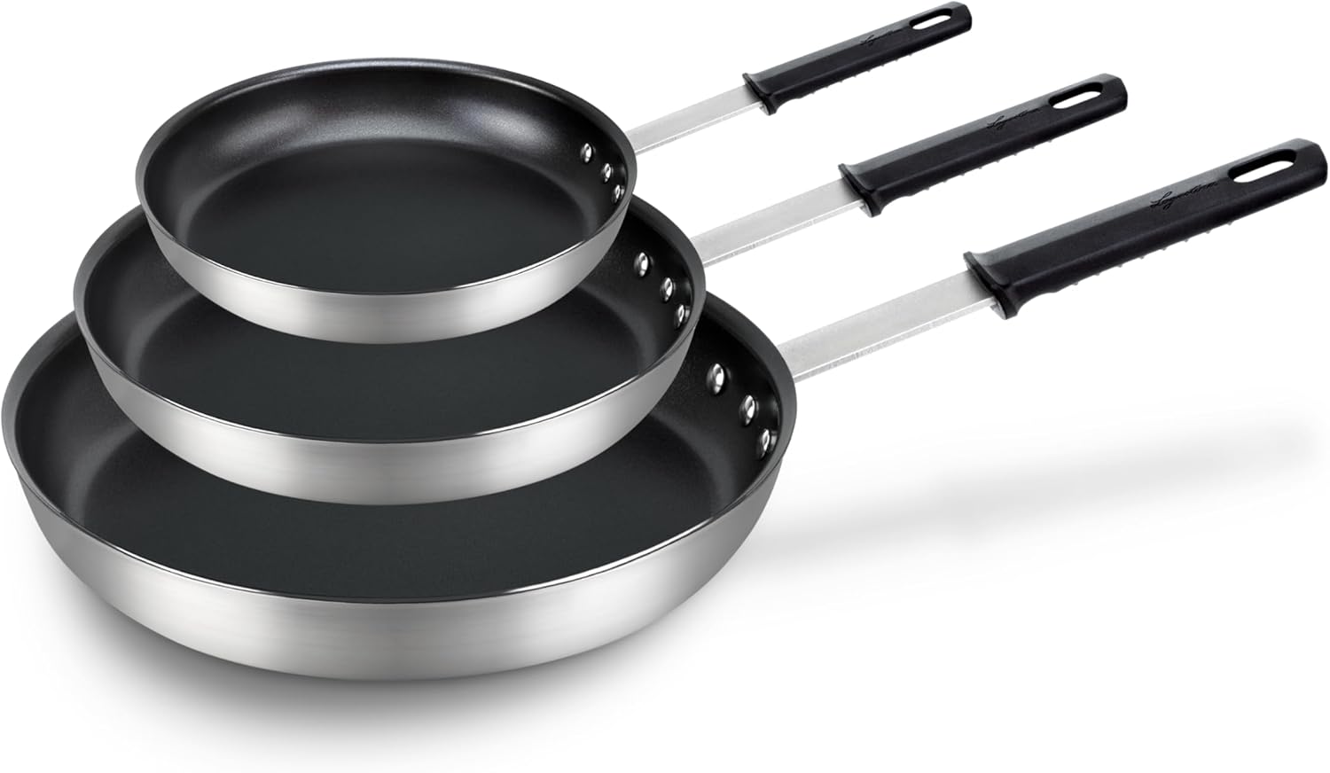 Lagostina Ristorante Professional 3ply Clad Plasma Non-Stick, 3pk Skillet Set, 3-ply clad ...