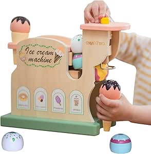 Amazon.com: Smartwo Wooden Ice Cream Maker Toy Set for Toddler, Pretend ...