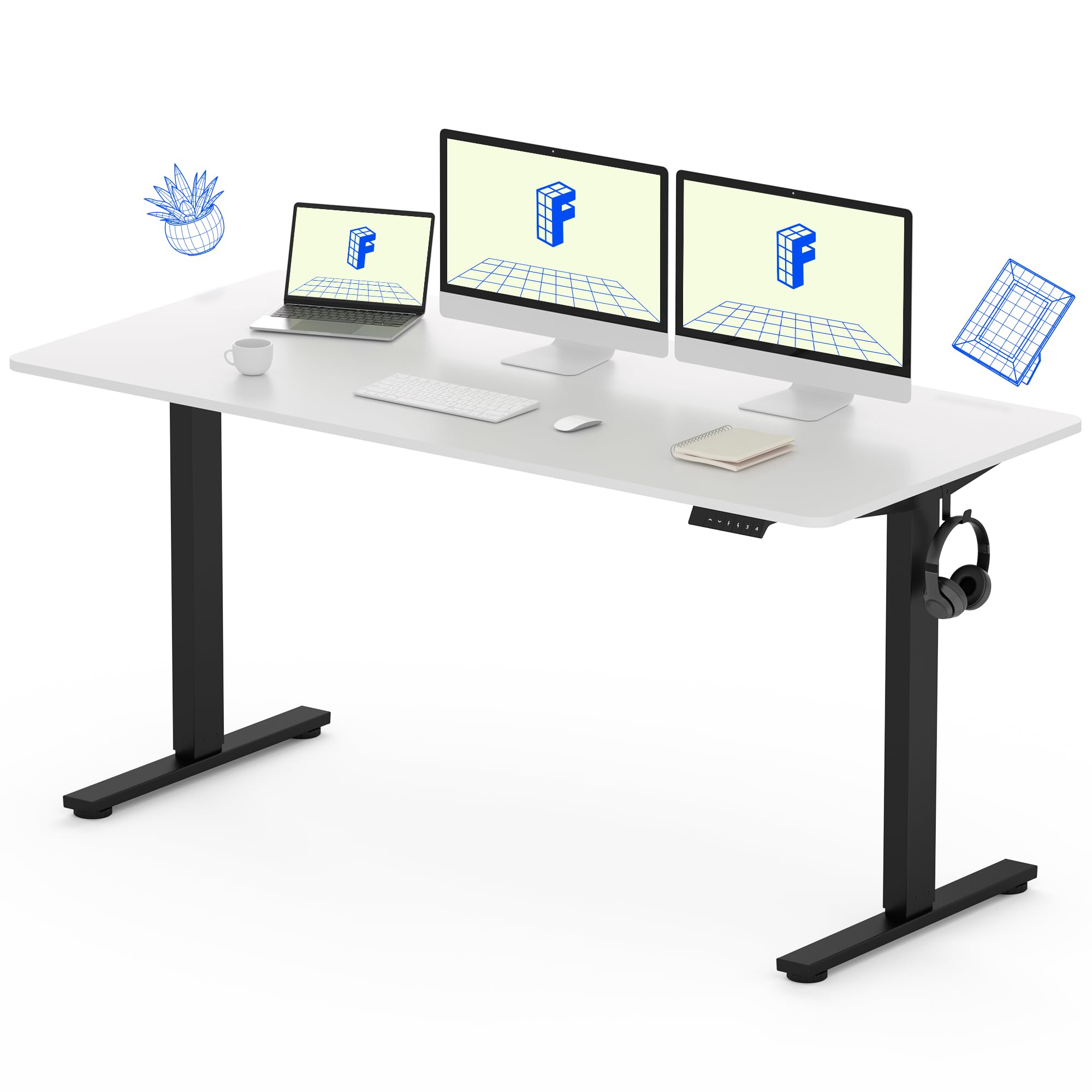 FLEXISPOT Electric Height Adjustable Standing Desk Heavy Duty Steel ...